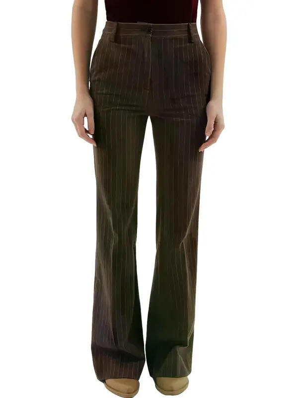 1989 STUDIO Pinstriped Flared Trousers - Brown