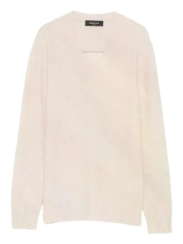 Fabiana Filippi V-neck Long Sleeve Sweater - Neutrals