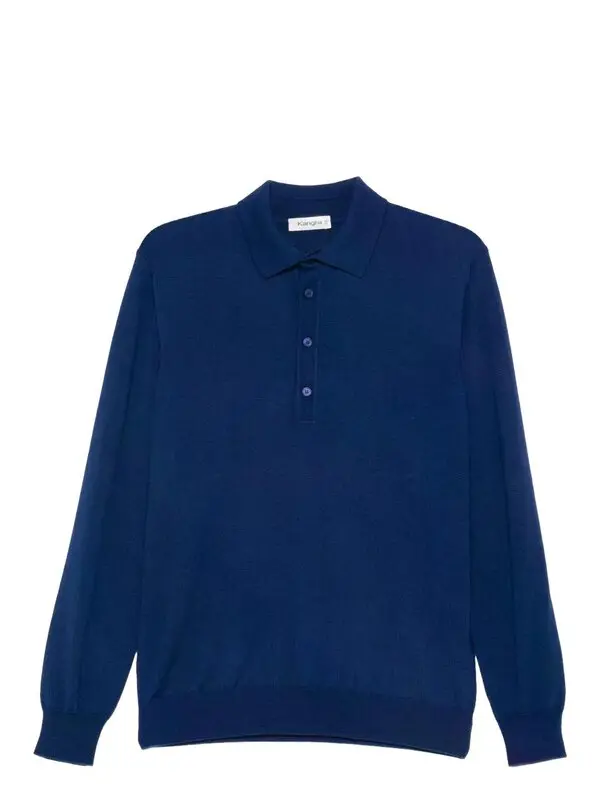 KANGRA Fine-knit Polo Shirt - Blue