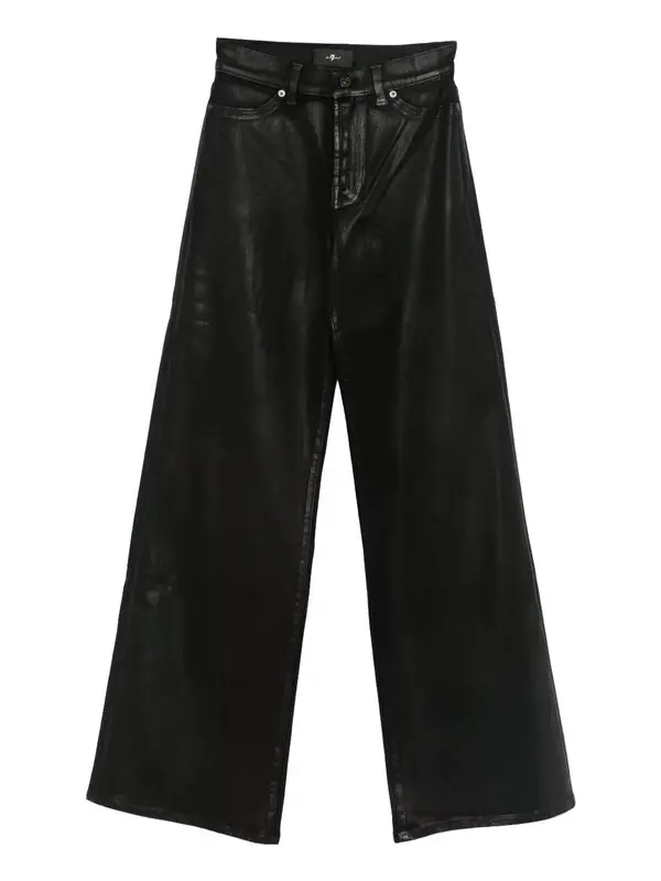 7 For All Mankind Cotton Wide Leg Jeans - Black