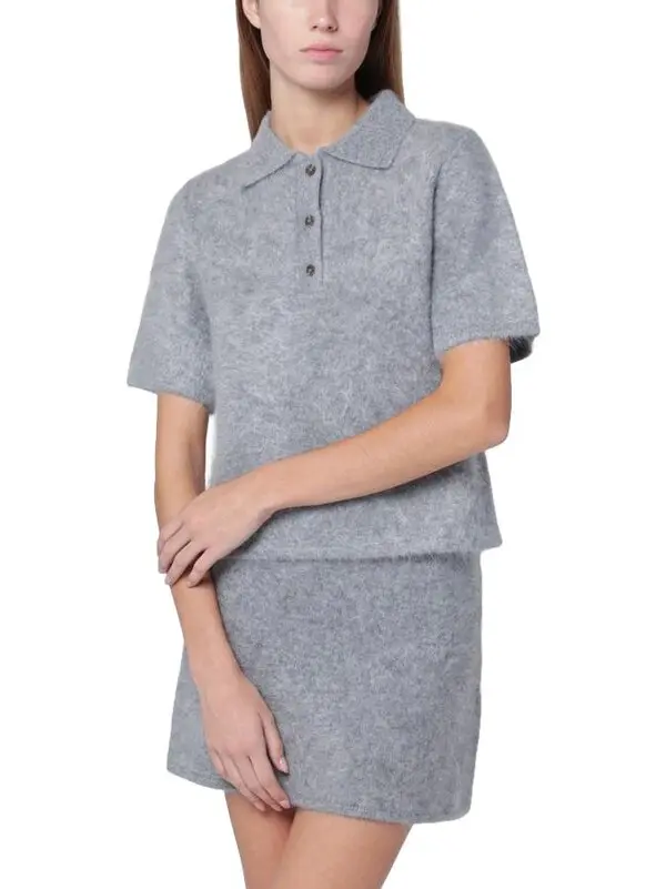 Almada Label Maika Polo In Brushed Cashmere - Grey
