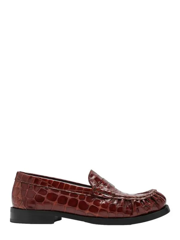 VINNY'S Ogee Crocodile-print Leather Moccasins - Brown
