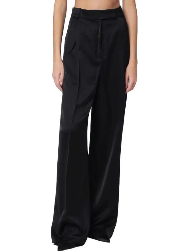RÓHE Satin Wide Leg Trousers - Black
