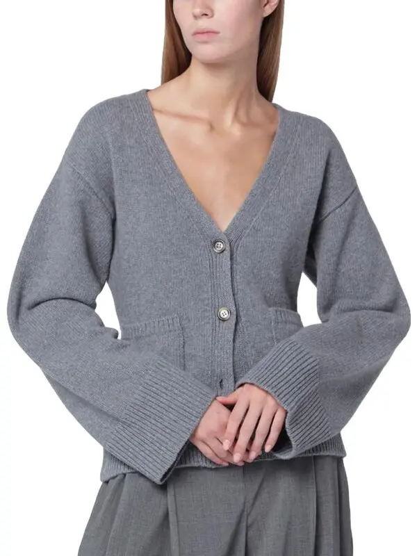 Almada Label Wool And Cashmere Cardigan - Grey