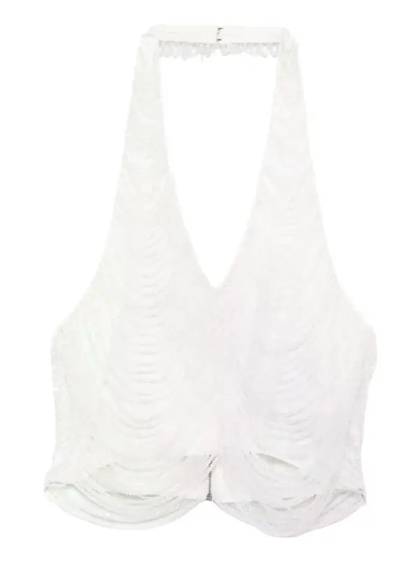 Giuseppe Di Morabito Halterneck Fringed Top - White