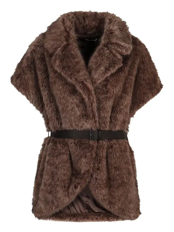 P.a.r.o.s.h Faux Fur Gilet - Brown