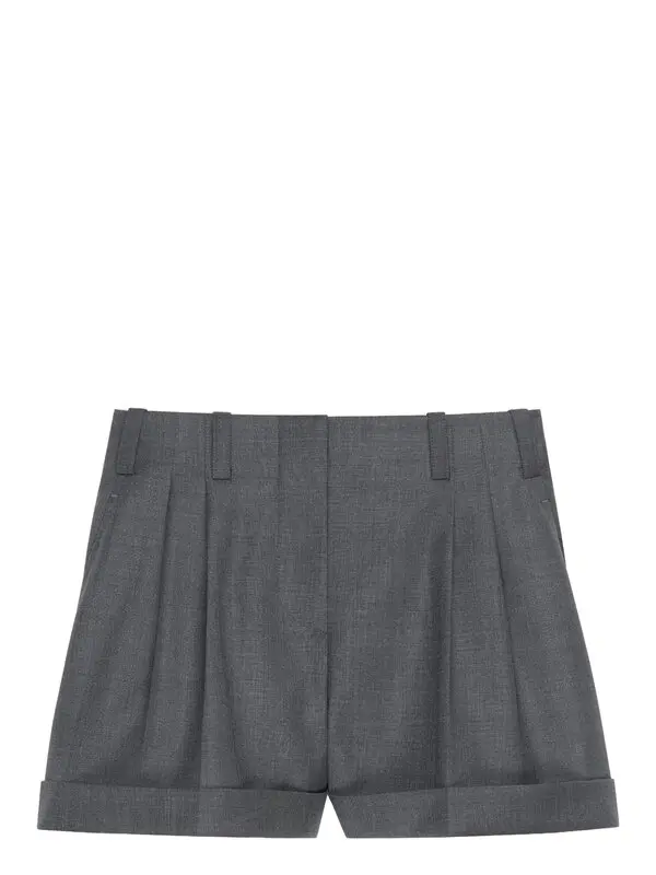 Givenchy Double Pleat Wool Shorts - Grey Mix