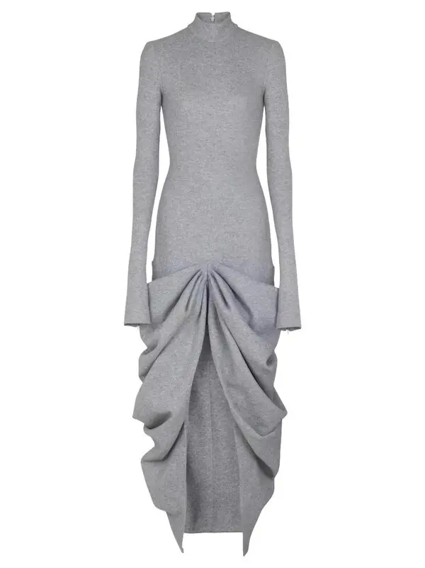 Balmain High-neck Draped Dress - Grey