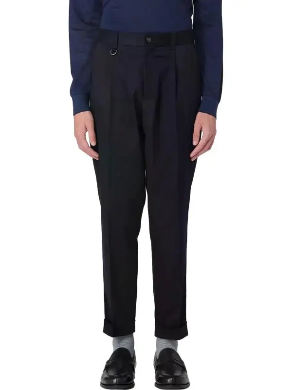 PAOLO PECORA Pleat-detail Tapered Trousers - Blue