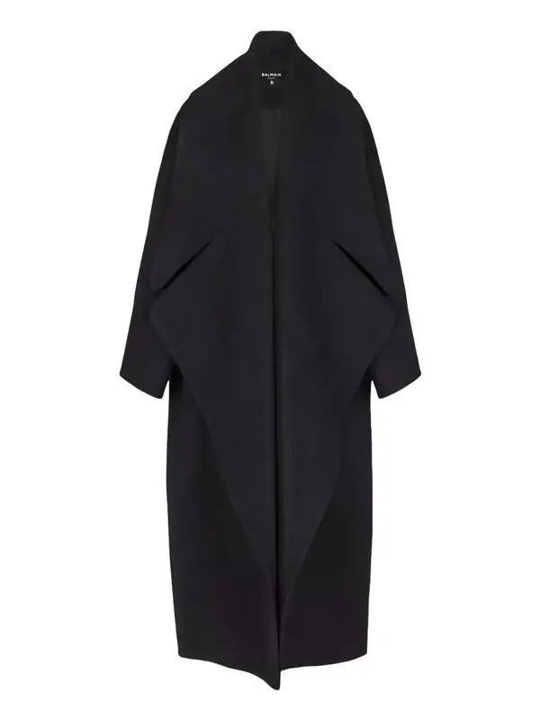 Balmain Oversized Lapel Wool-blend Coat - Black