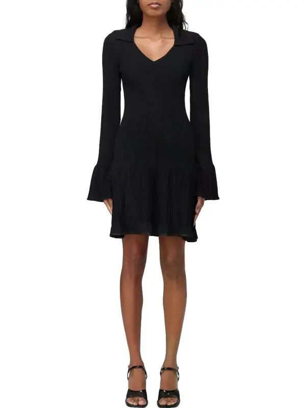 Liu Jo V-neck Flared Mini Dress - Black