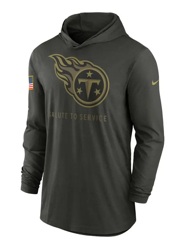 Nike Tennessee Titans Salute To Service Sideline Long-sleeve Hooded Top - Green