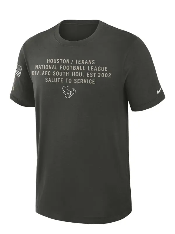 Nike Houston Texans Salute To Service Slub Dri-fit Nfl T-shirt - Green