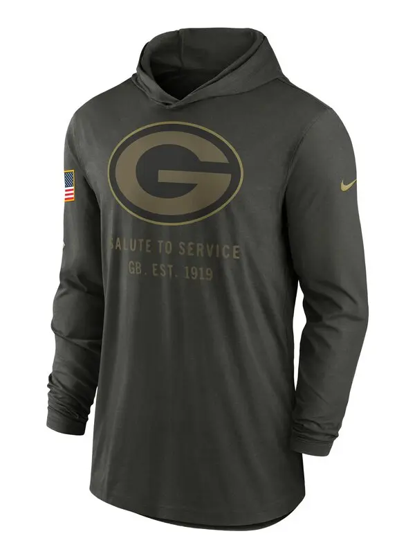 Nike Bay Packers Salute To Service Sideline Long-sleeve Hooded Top - Green