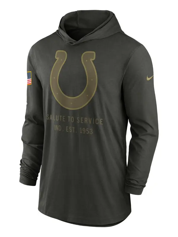 Nike Indianapolis Colts Salute To Service Sideline Dri-fit Nfl Long-sleeve Hooded Top - Green