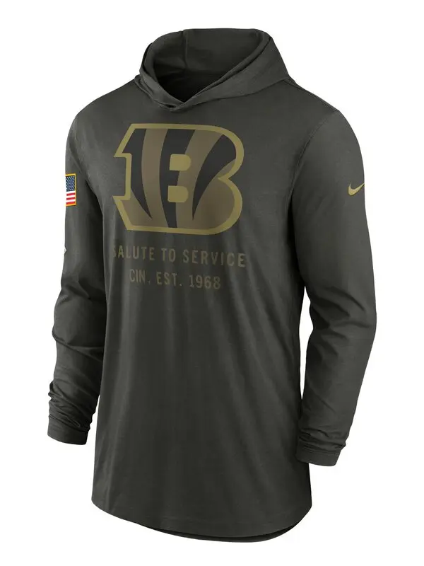 Nike Cincinnati Bengals Salute To Service Sideline Long-sleeve Hooded Top - Green