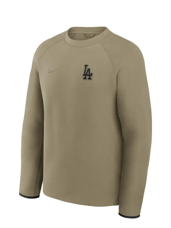 Nike Los Angeles Dodgers Tech Fleece Mlb Pullover Crew - Brown