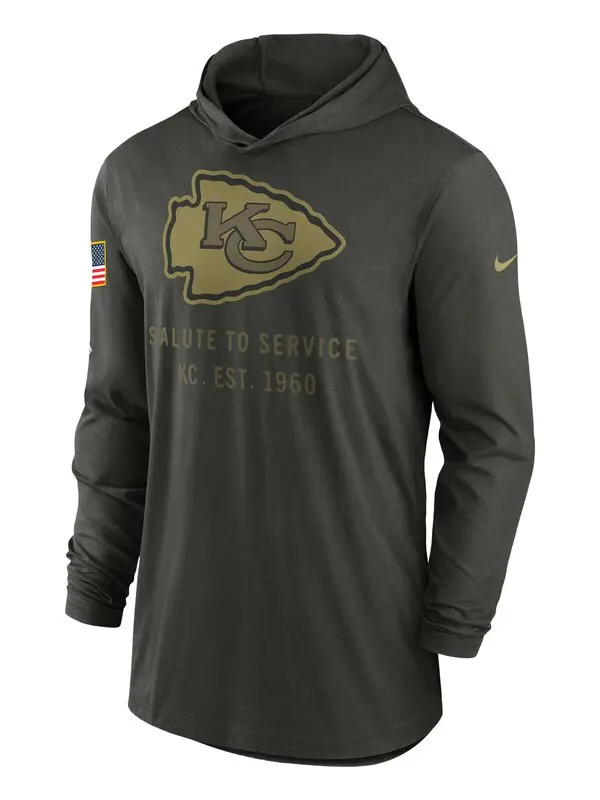 Nike Kansas City Chiefs Salute To Service Sideline Menâs Dri-fit Nfl Long-sleeve Hooded Top - Green