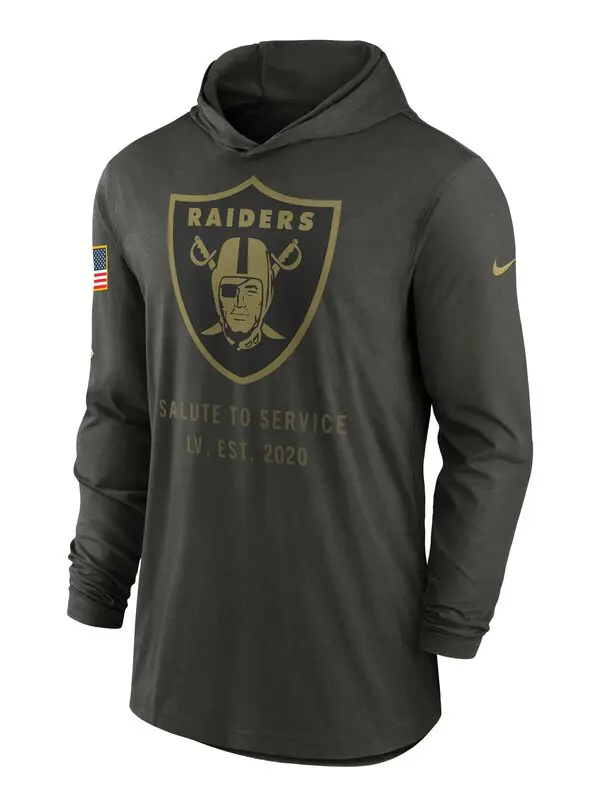 Nike Las Vegas Raiders Salute To Service Sideline Long-sleeve Hooded Top - Green