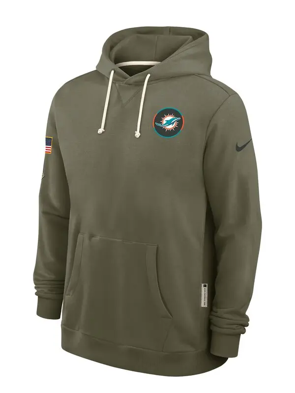 Nike Miami Dolphins Salute To Service Sideline Dominant Force Nfl Pullover Hoodie - Brown