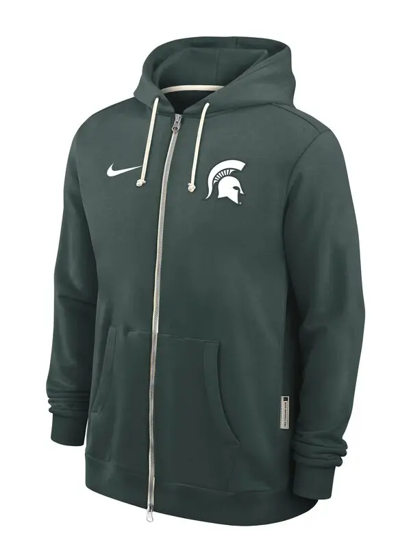 Nike Michigan State Sideline Dri-fit College Full-zip Hoodie - Green