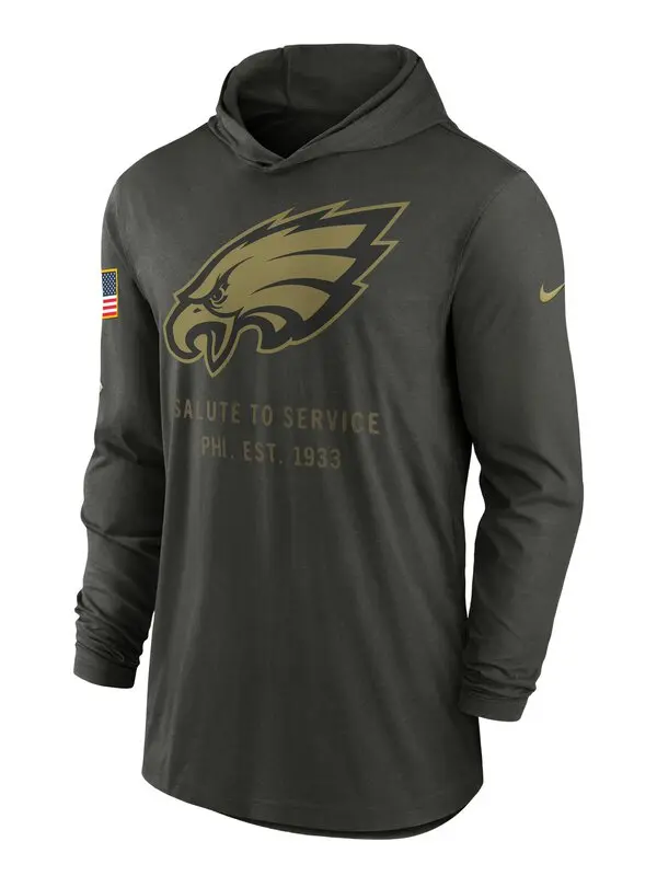 Nike Philadelphia Eagles Salute To Service Sideline Dri-fit Nfl Long-sleeve Hooded Top - Green