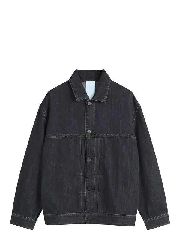 EBIT Denim Jacket With Elbow Patches - Black