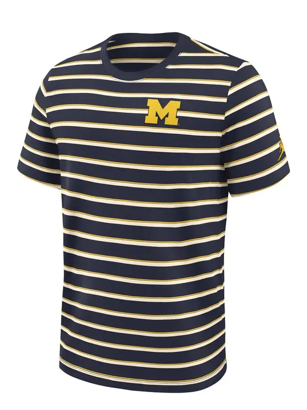 JORDAN Michigan Athletic Prep Legacy Summit Stripe Brand College T-shirt - Blue