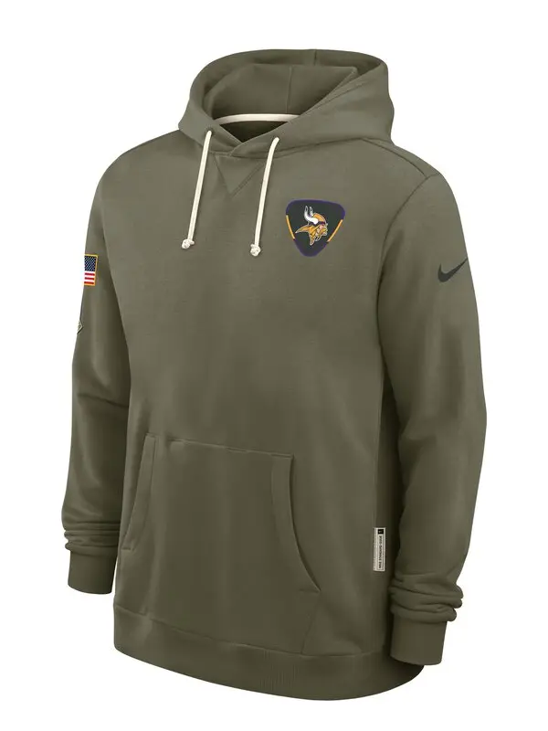 Nike Minnesota Vikings Salute To Service Sideline Dominant Force Dri-fit Nfl Pullover Hoodie - Brown