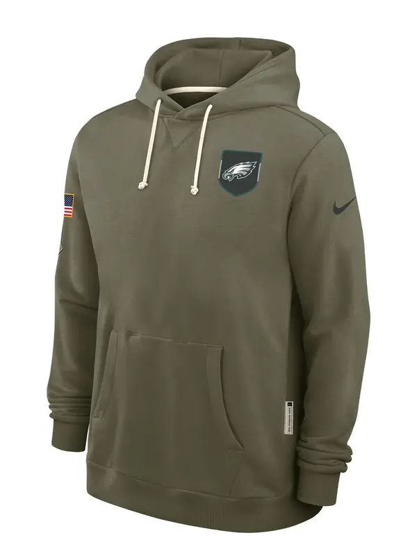 Nike Philadelphia Eagles Salute To Service Sideline Dominant Force Dri-fit Nfl Pullover Hoodie - Brown