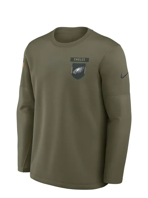 Nike Philadelphia Eagles Salute To Service Sideline Triumphant Win Coach Nfl Pullover Crew - Brown