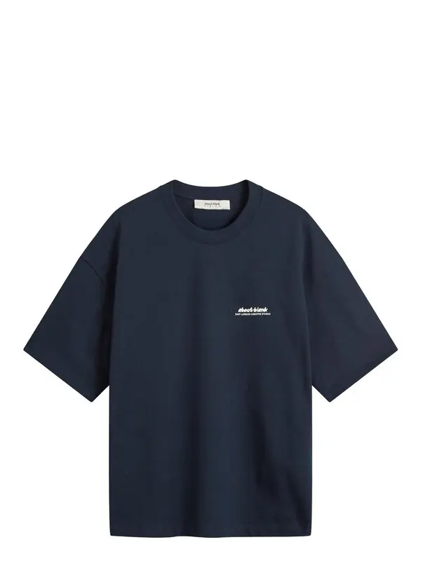 ABOUT:BLANK Presented Zev T-shirt - Navy Academy/oat