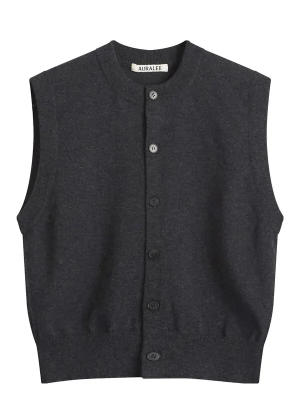 Auralee High Twist Wool Knit Vest - Charcoal