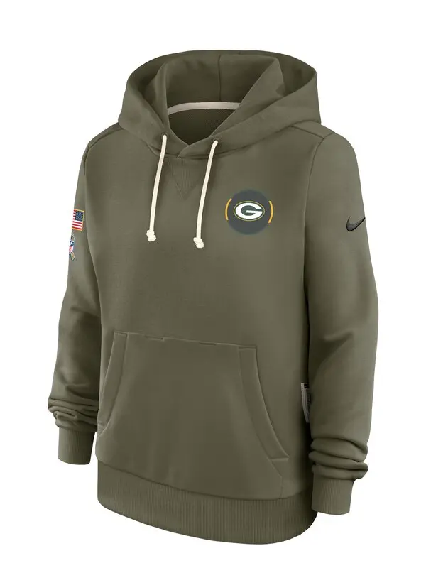 Nike Green Bay Packers Salute To Service Sideline Dri-fit Nfl Pullover Hoodie - Brown