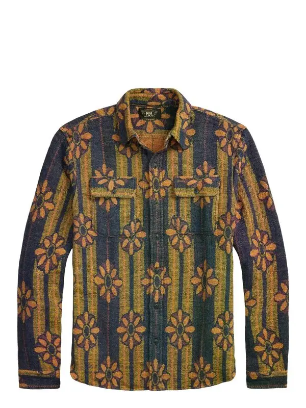 Ralph Lauren Matlock Floral-jacquard Button-up Shirt - Blue