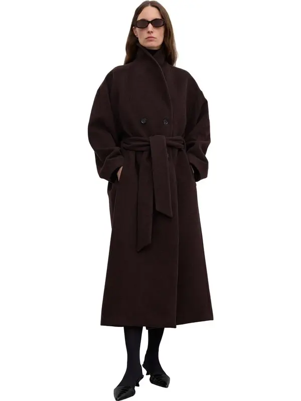 HOUSE OF DAGMAR Relaxed Wool Coat - Chocolate Brown
