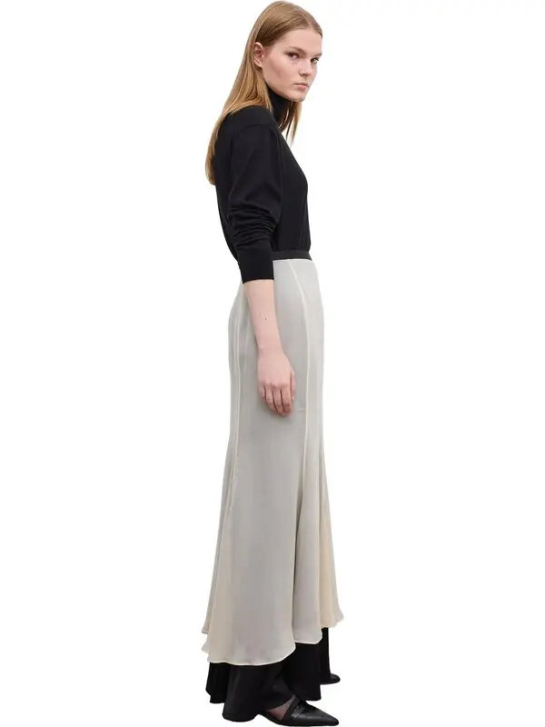 HOUSE OF DAGMAR Chiffon Maxi Skirt - Cream White Black