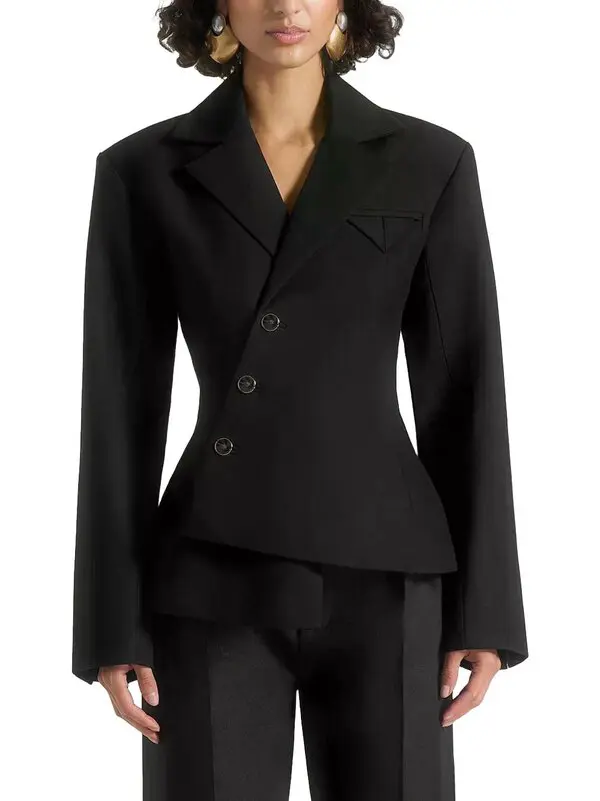 Manière De Voir Thalia Asymmetric Double-breasted Blazer - Black
