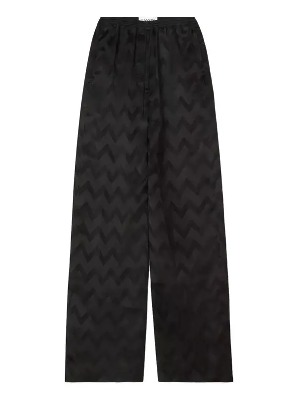 LANVIN Chevron Pattern Drawstring Trousers - Black