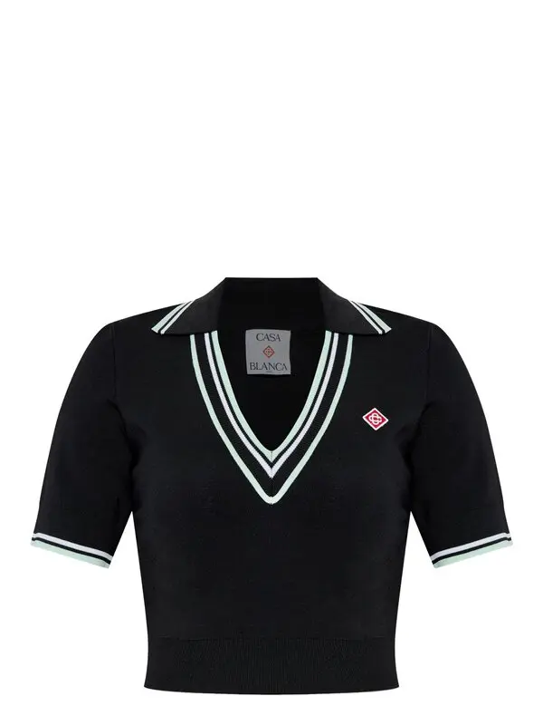 Casablanca Polo Shirt With Logo Patch - Black