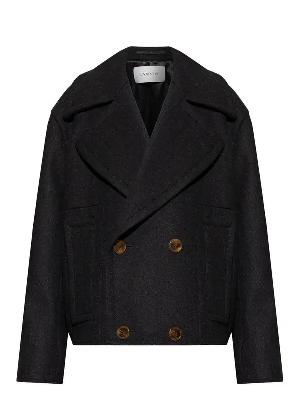 LANVIN Wool Double-breasted Coat - Black