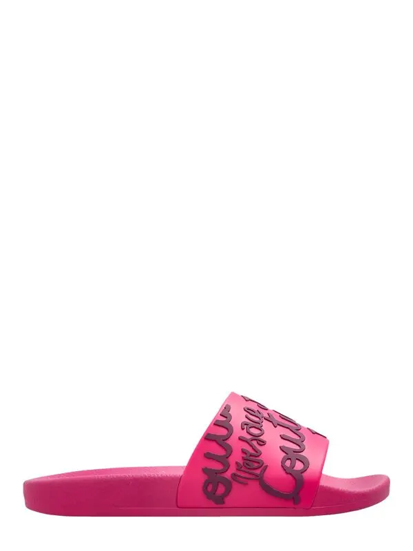 Versace Rubber Slides With Raised Logo - Pink