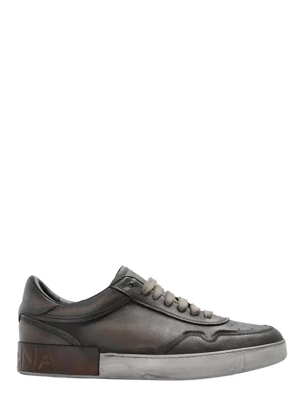 Dolce & Gabbana Leather Sneakers With Vintage Effect - Brown