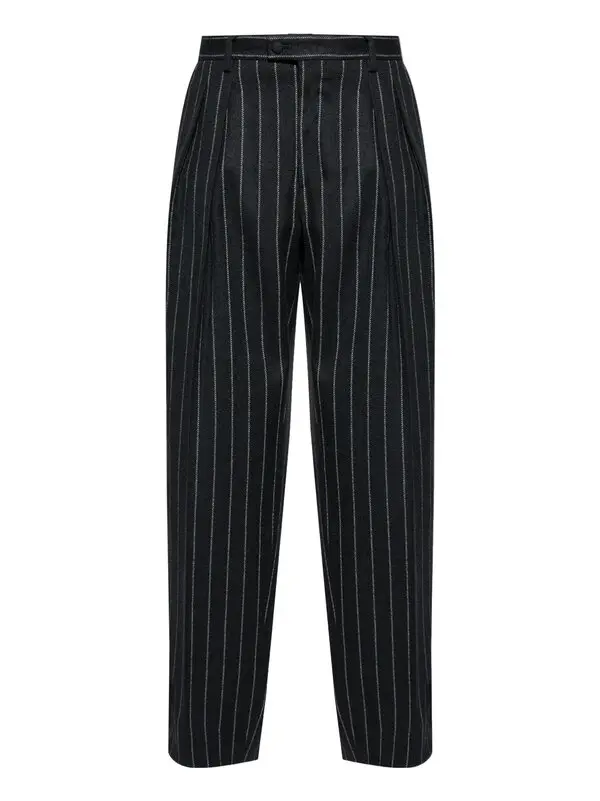 Dolce & Gabbana Pinstripe Wool Trousers - Black