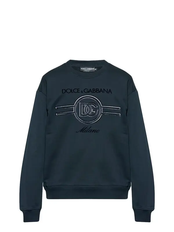 Dolce & Gabbana Sweatshirt With Raised Logo - Navy Blue