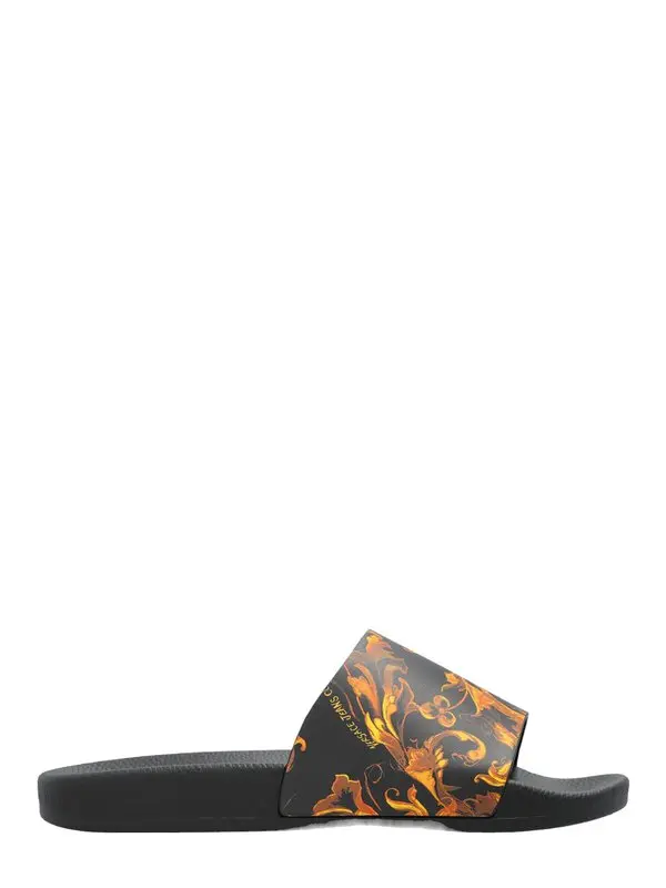 Versace Printed Rubber Slide Sandals - Black