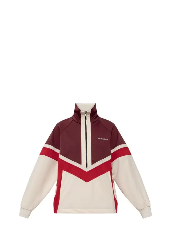 Palm Angels Turtleneck Zip Sweatshirt - Burgundy