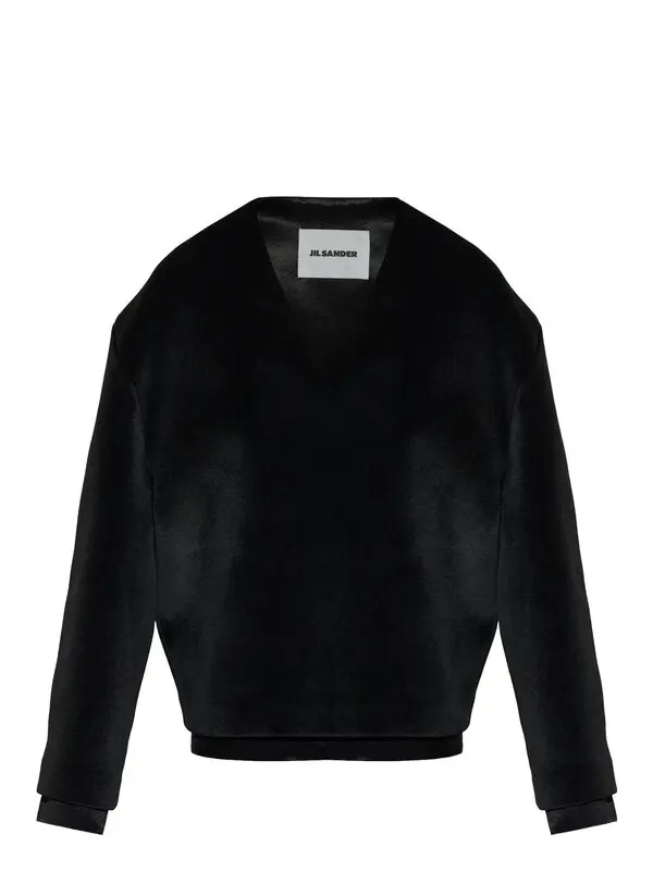 JIL SANDER Velvet V-neck Blouse - Black