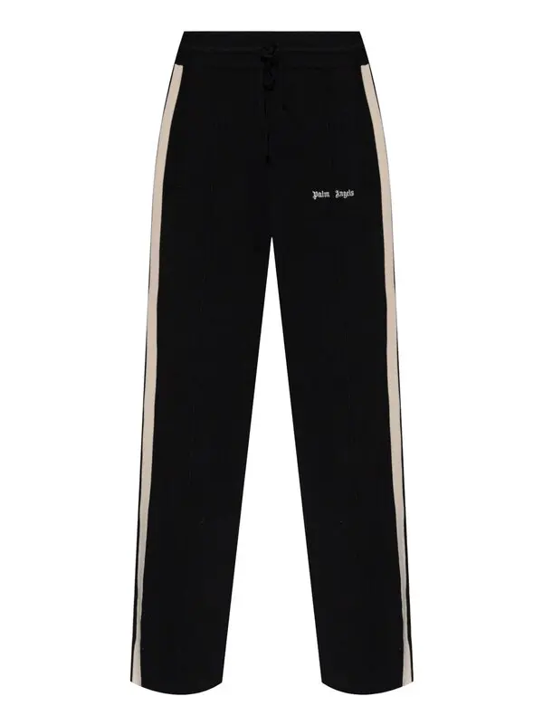 Palm Angels Trousers With Stitching And Logo - Black