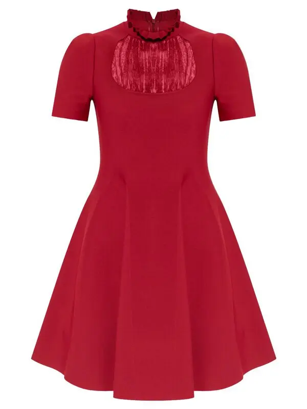 Alexander McQueen Fit & Flare Dress With Lace Insert - Red